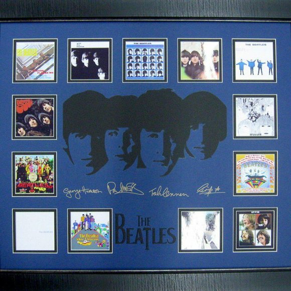 Art | Rare The Beatles Album Covers Museum Framed Collage Plate Signed ...